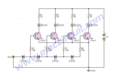 Led Vu Meter Circuits Using Transistors To Led Eleccircuit Gitaar