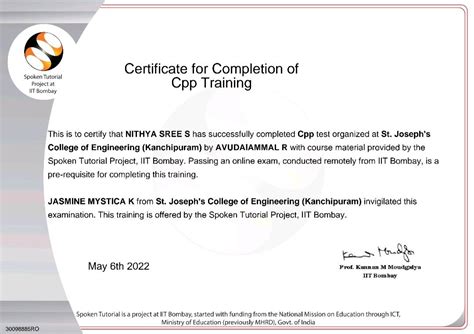 Nithya Sree On Linkedin Completed Cpp Training Offered By Iit Bombay