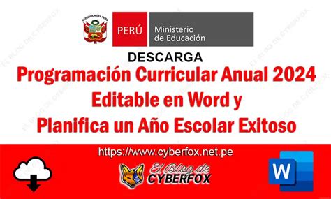 Programación Curricular Anual 2024 Editable En Word