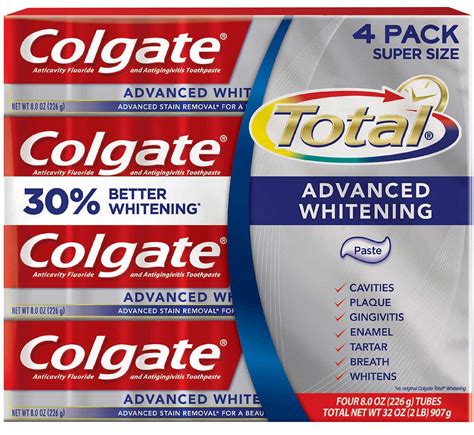 Colgate Total Advanced Whitening Toothpaste 8oz 226g 4 Pack My Quick Buy