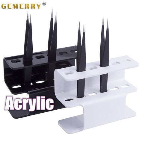 Badu Bg Качествени акрилни пинсети за съхранение на мигли 6 основни държачи за вежди пинсети