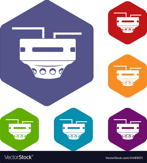 Monitor Socket Icons Set Hexagon Royalty Free Vector Image