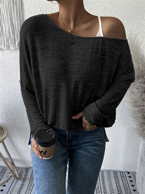 Sexy Top For Women Bateau Neck Long Sleeves Summer Tops