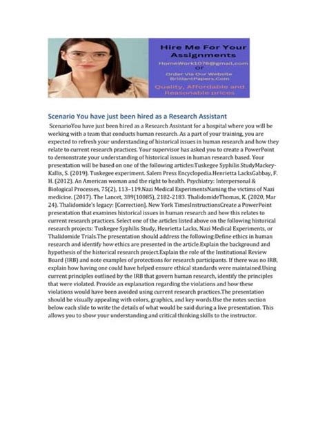 Scenario You Have Just Been Hired As A Research Assistantdocx