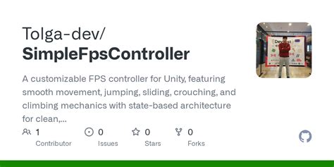 Github Tolga Dev Simplefpscontroller A Customizable Fps Controller For Unity Featuring
