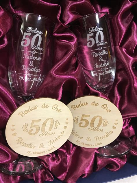 Set De Copas Regalo Aniversario Nº50 Bodas De Oro Altorrelievecl