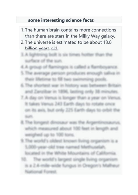 Solution Some Interesting Science Facts Studypool