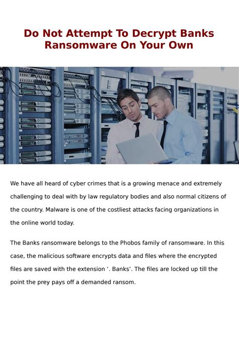 Do Not Attempt To Decrypt Banks Ransomware On Your Own By Fast Data