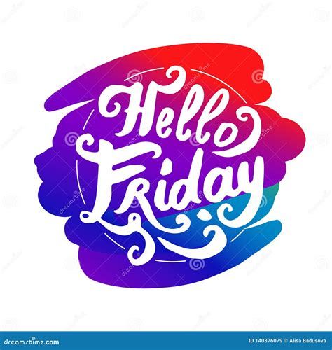 Hello Friday Logo Colorful Lettering Illustration Vector Stock Vector