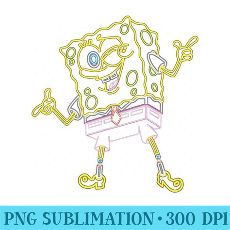 Spongebob Squarepants Winking Neon Outline Sublimation Pat Inspire
