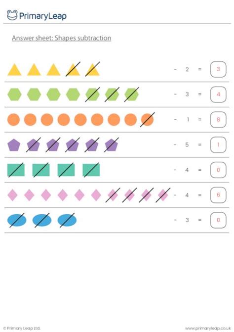 Numeracy Shapes Subtraction Worksheet Uk