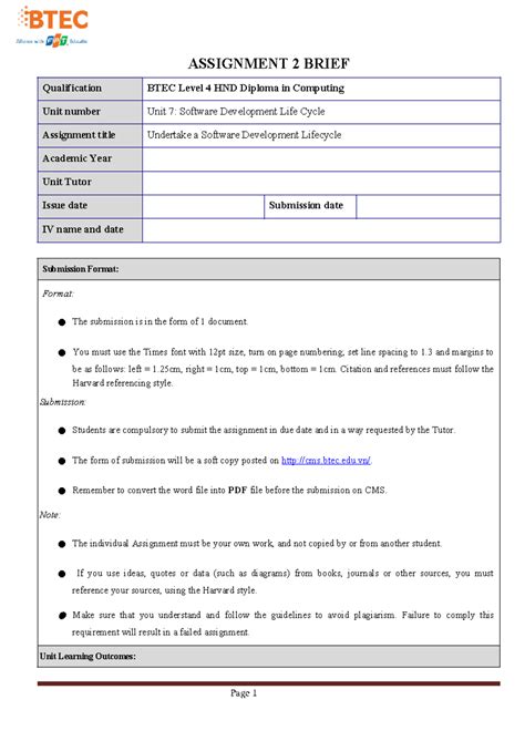 Unit 7assignment Brief 2 Assignment 2 Brief Qualification Btec Level
