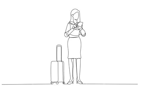 Premium Vector Drawing Of Businesswoman With A Suitcase Walking To