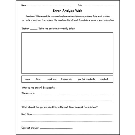 Error Analysis Walk Multiplication Standard Algorithm 5th Grade