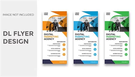 현대 Dl 전단지 또는 랙 카드 디자인 서식 파일 프리미엄 벡터