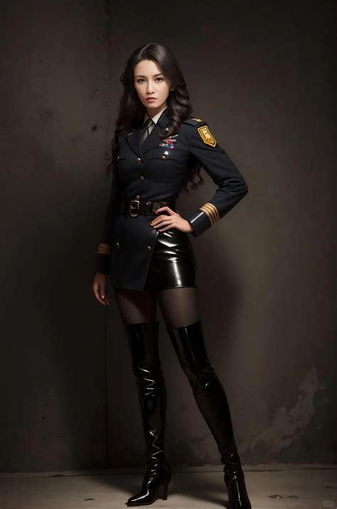 Ai，编号71245236（漆皮高跟过膝靴女军官）