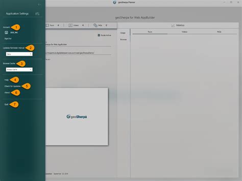 Geosherpa Planner Application Settings Geowidgets