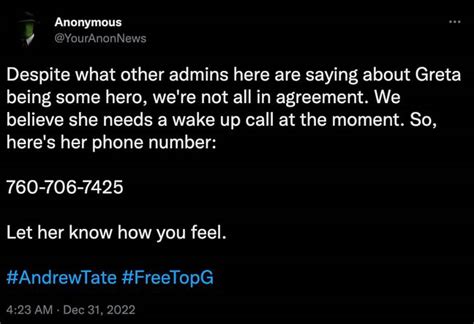 Anonymous Trolls Internet By ‘tweeting Out Greta Thunbergs Personal