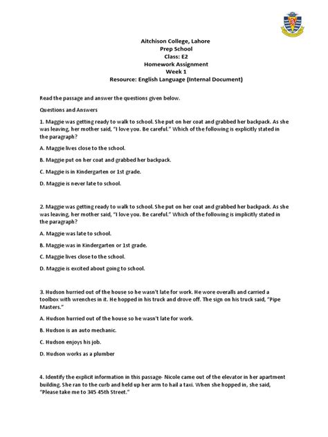 Understanding Explicit And Implicit Details In Passages Pdf