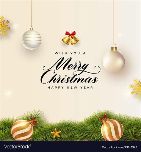 Christmas Greeting With Realistic Decoration Elem Vector Image