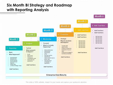 Six Month Bi Strategy And Roadmap With Reporting Analysis