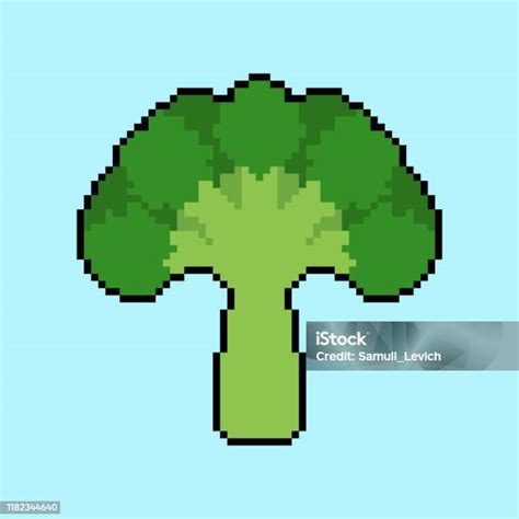 Broccoli Pixel Art Vegetable 8 Bit Pixelate Vector Illustration Stock