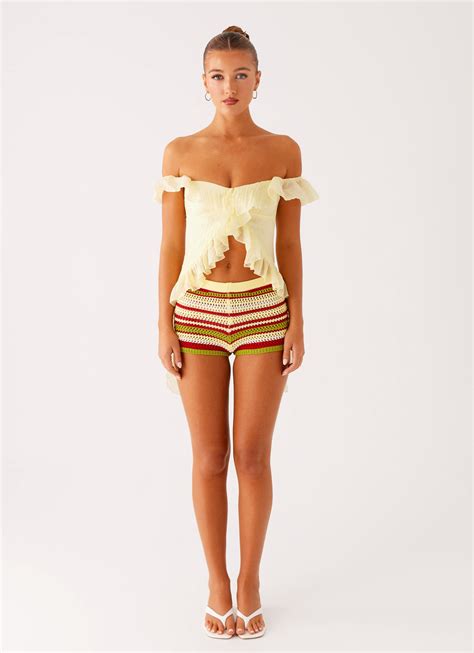 Dylan Off Shoulder Top Yellow Peppermayo Canada