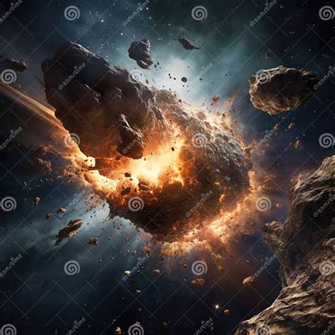 Image Of An Asteroid Explosion In Space Stock Illustration
