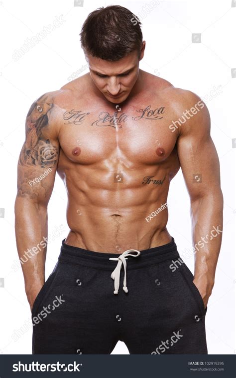 Image Of Muscle Man Posing In Studio Stock Photo 102919295 Shutterstock