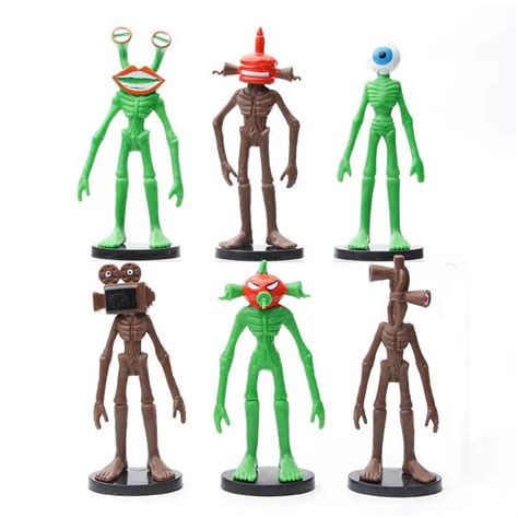 6pcs Set Siren Head Toy Action Figure Sirenhead Horror Doll Sculpture