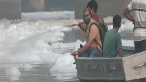 Chhath Puja Delhi Jal Board Sprays Chemicals In Yamuna To Treat Toxic