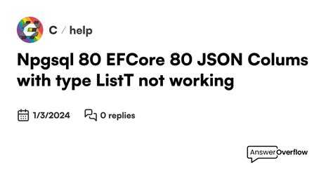 Npgsql 80 Efcore 80 Json Colums With Type List Not Working C