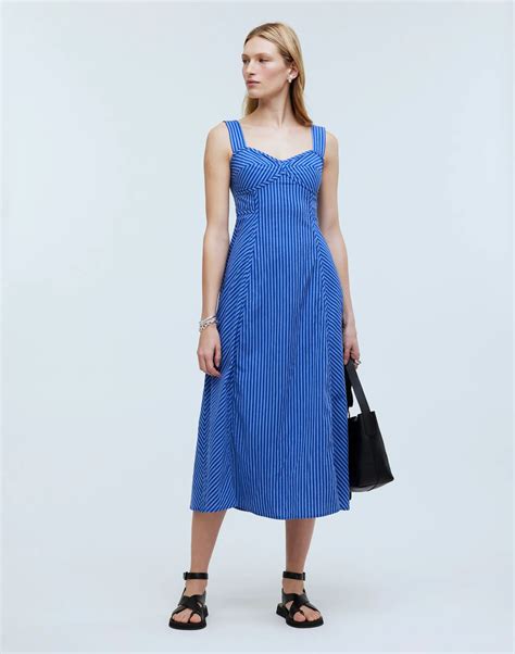 Sweetheart Sleeveless Midi Dress In Stripe Madewell