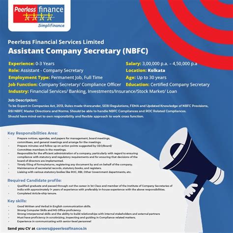 Peerless Finance On Linkedin Peerlessfinanceserviceslimited Assistantcompanysecretary Assistant