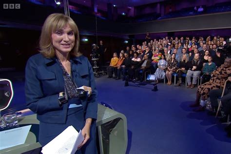 Fiona Bruce Presents Question Time With Arm In Sling After Falling Off