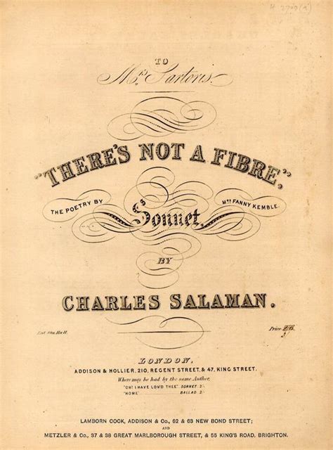 Theres Not A Fibre Sonnet With Piano Accompaniment Only £1600
