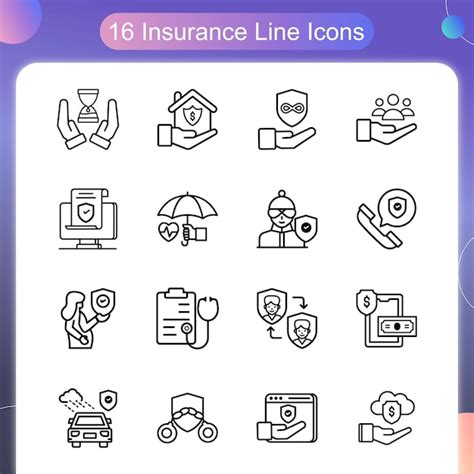 Premium Vector Insurance Vector Outline Icon Set 05