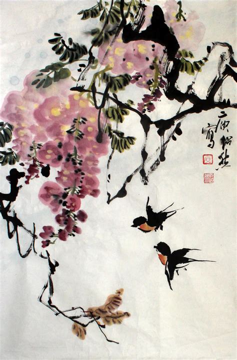 梅花国画写意 可染画梅 山水写意 大山谷图库