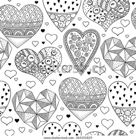 Black White Seamless Pattern Hearts Abstract 库存矢量图（免版税）364105829