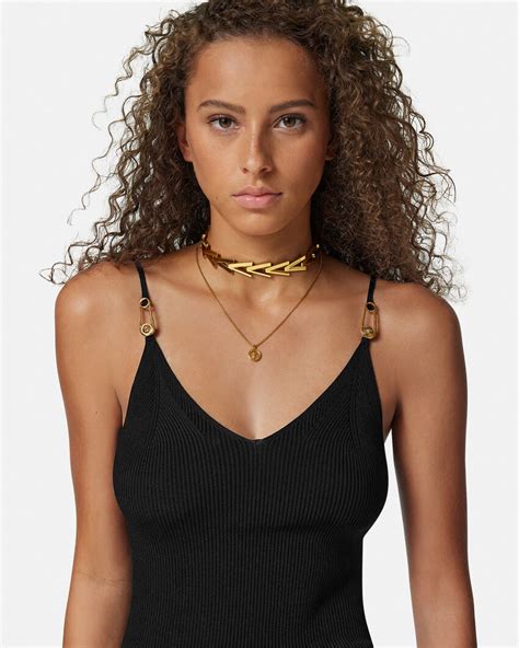 Safety Pin Knit Slip Midi Dress Versace Us