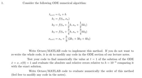 Solved Consider The Following ODE Numerical Algorithm Chegg