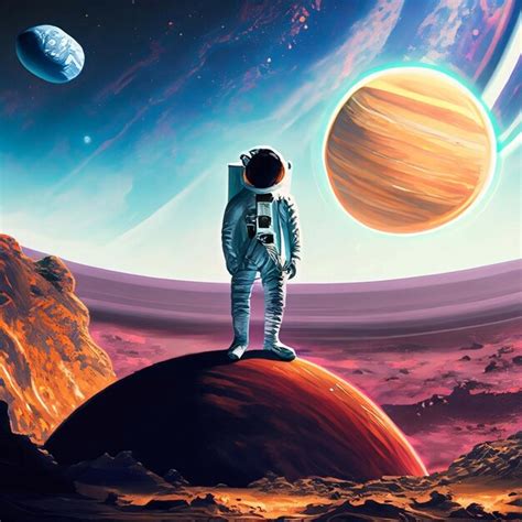 Premium Ai Image Lone Astronaut In Spacesuit Standing On The Moon