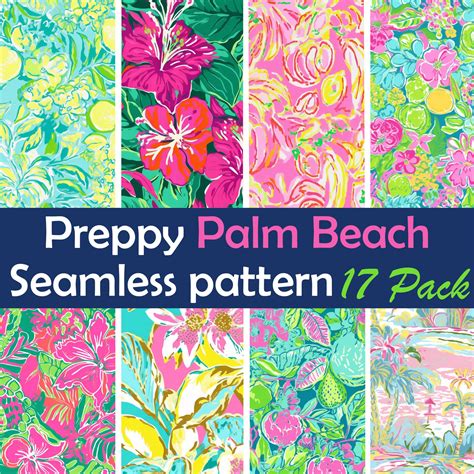 Preppy Palm Beach Diy Seamless 17 Pattern Pack Etsy