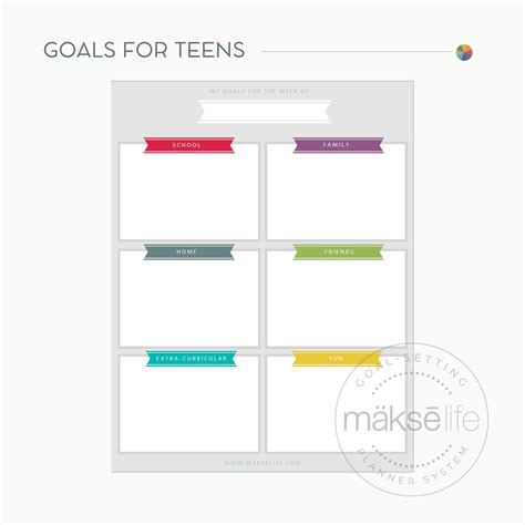 Goals For Teens Free Printable Makselife