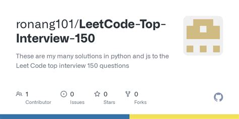 GitHub Ronang101 LeetCode Top Interview 150 These Are My Many