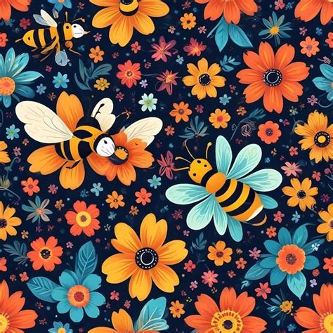 Bee Textile Pattern Bee Print Honeybee Design Bee Motif Bee Fabric Bee Wallpaper Bee Decor Be