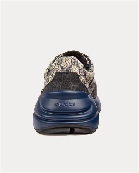 Gucci Rhyton Gg Supreme Beige Blue Low Top Sneakers Sneak In Peace