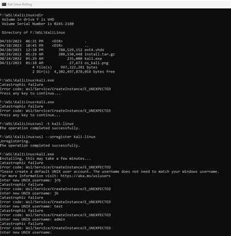 Catastrophic Failure Wsl Service CreateInstance E UNEXPECTED Issue