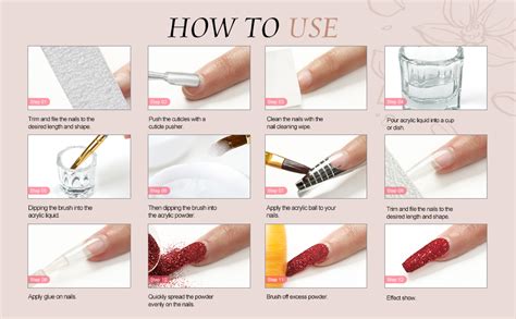 Peacecolor Acrylic Nail Kit With 48pcs Glitter Acrlic Powder And Monomer Set With 18w U V Light