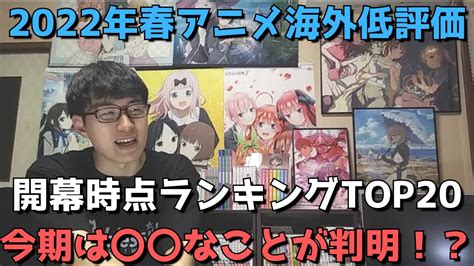 【2022年春アニメ】「海外低評価」開幕時点ランキングtop20【myanimelist（マイアニメリスト）さん参照（スコア順・メンバー数